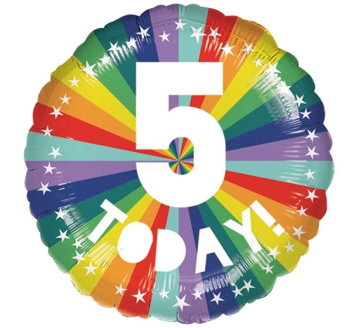 18"/ 46cm 5 TODAY! RAINBOW STARBURST ROUND FOIL BALLOON – Wild Child World
