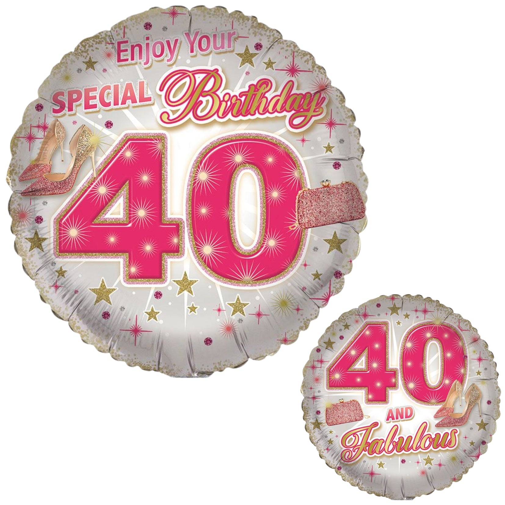 18"/ 46cm HAPPY 40TH BIRTHDAY TO HER DOUBLE-SIDED ROUND FOIL BALLOON ...